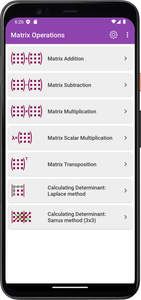 Linear algebra - Mobile apps solutions