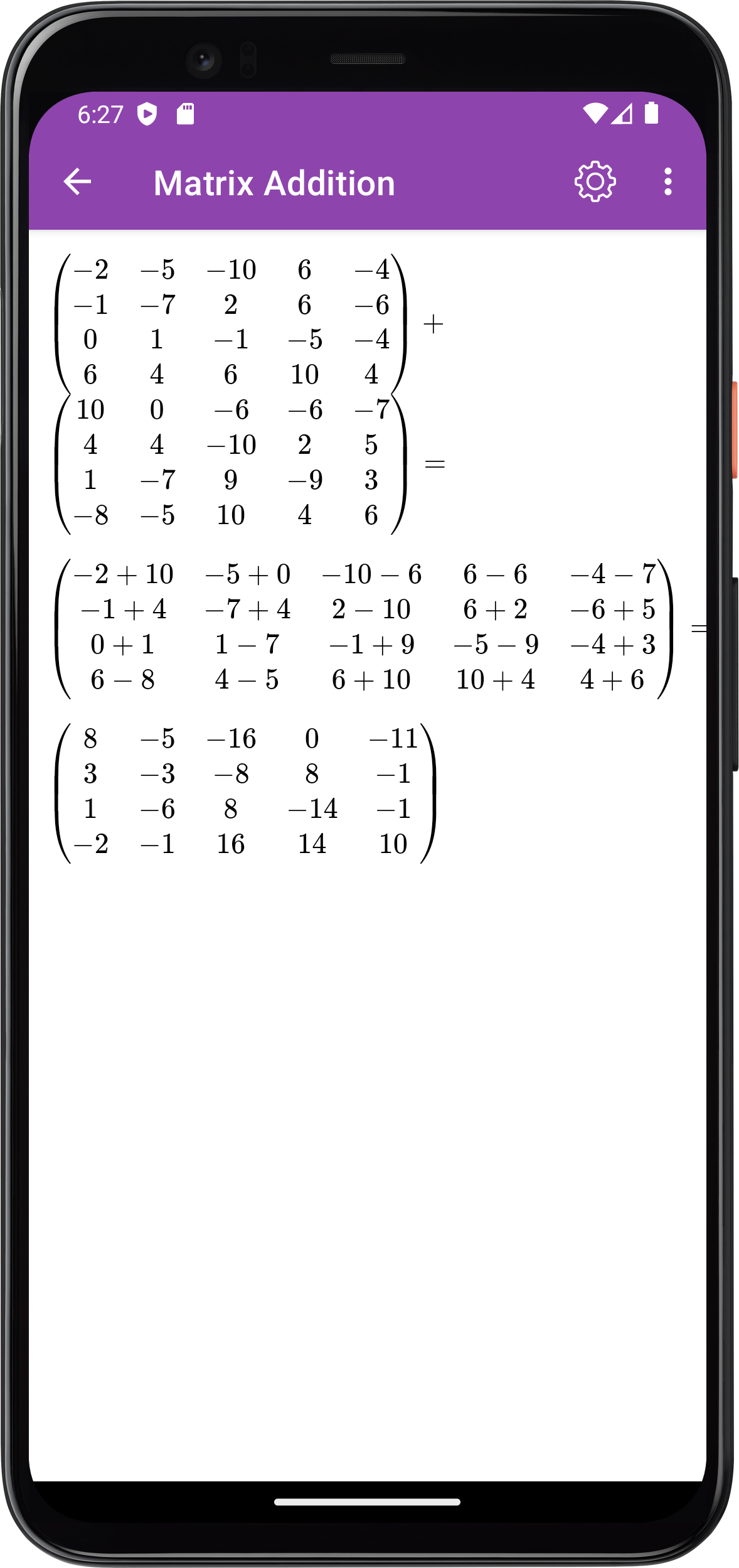 Linear algebra - Mobile apps solutions