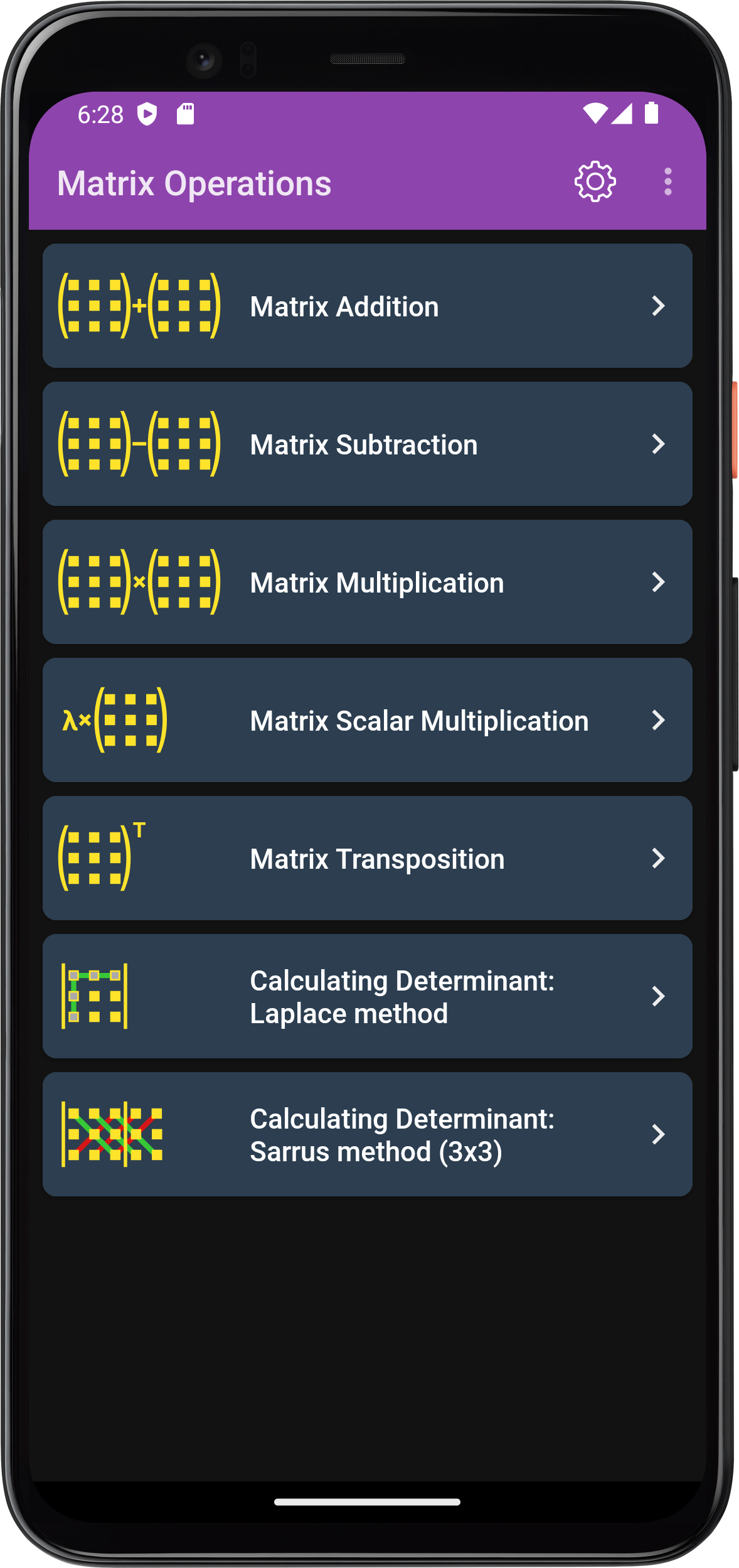 Linear algebra - Mobile apps solutions