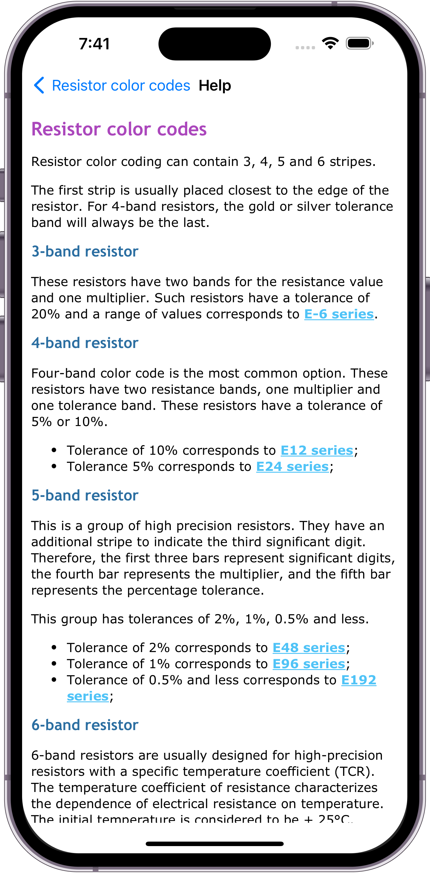Resistor Color Codes Calculator – iOS app – Mobile apps solutions